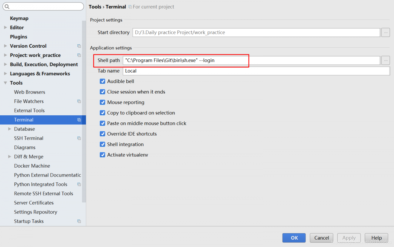 windows系统pycharm终端更改为git bash – 源码巴士
